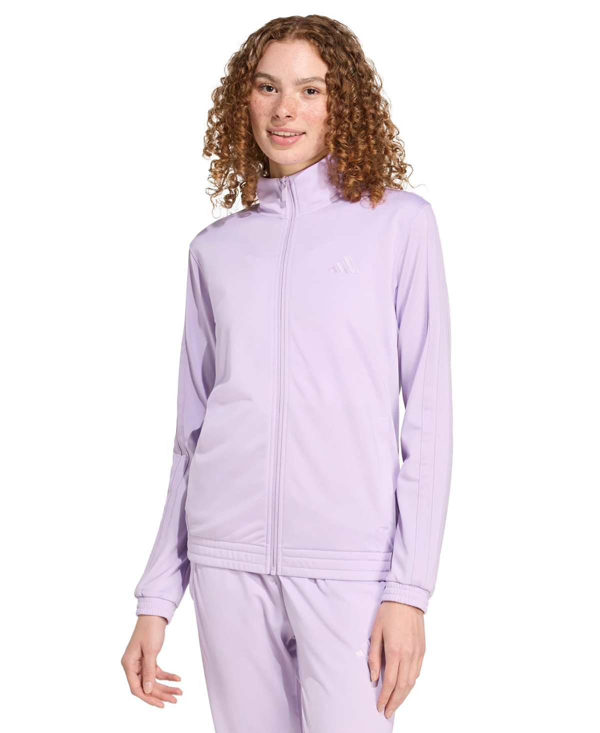 adidas Womens Tricot 3-Stripes Track Jacket - Powder Plum