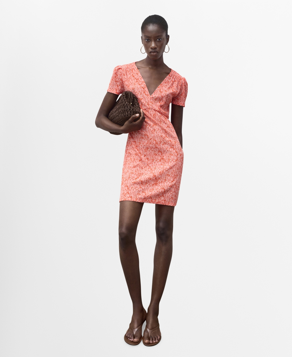 Click here for Mango Womens Printed Short Dress - Coral Red prices