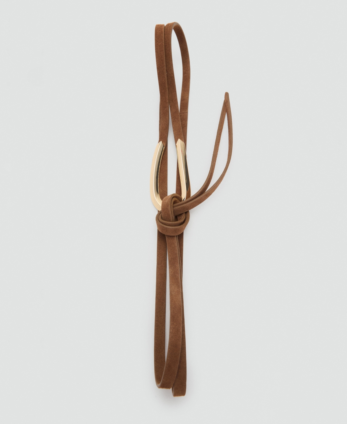 Click here for Mango Womens Suede Leather Slim Belt - Brown prices