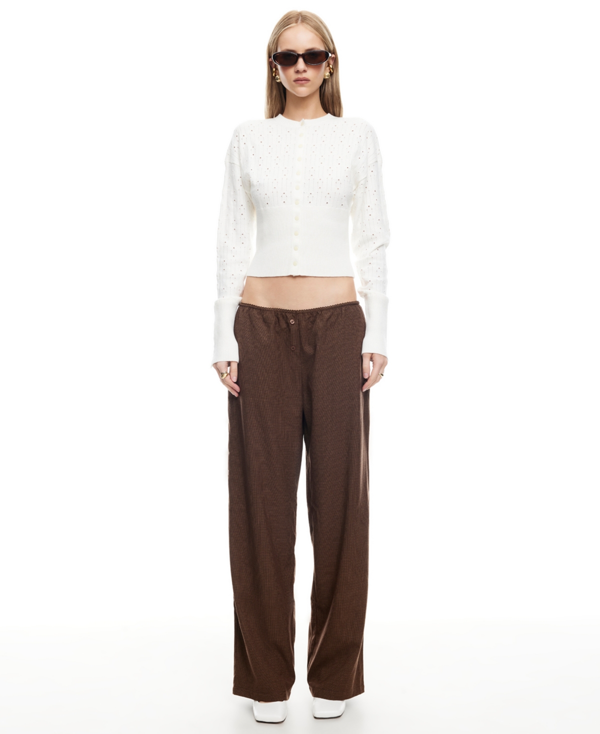 Click here for Lioness Womens Shimmer Shift Sweater - Cream prices
