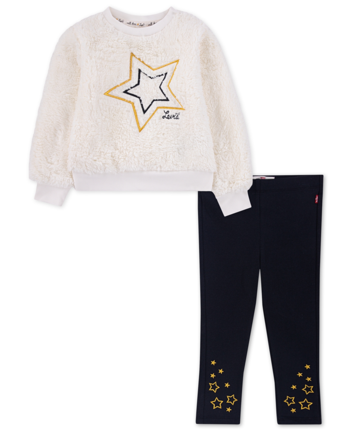 Click here for Levis Toddler Girls 2-Piece Sherpa Crewneck Top an... prices