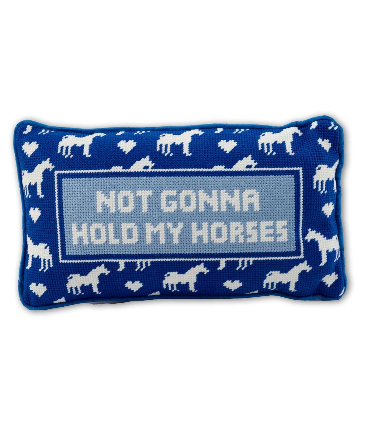 Click here for Furbish Needlepoint Pillow - Hold my horses prices