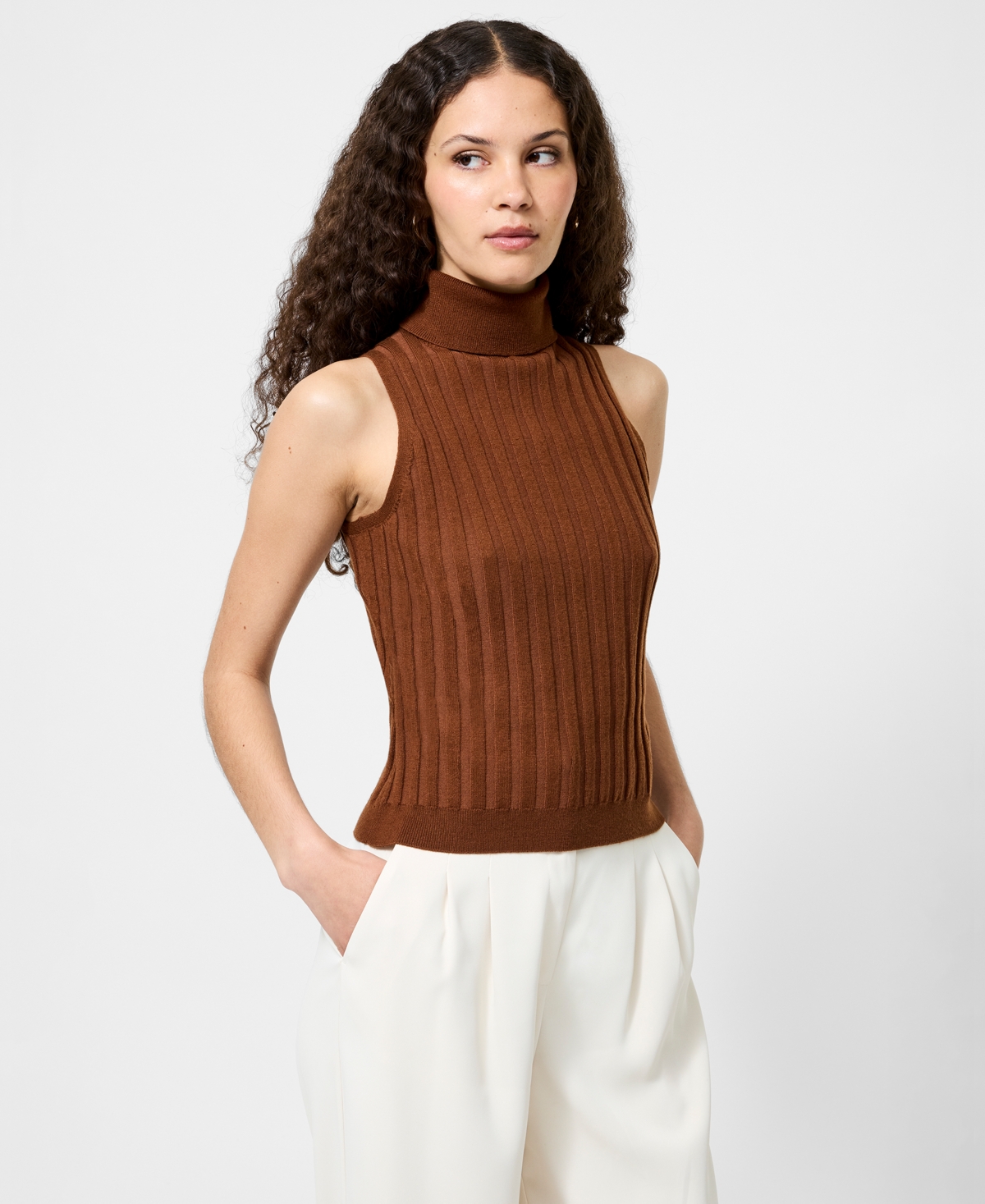 Click here for French Connection Womens Turtle Neck Top - Brown prices
