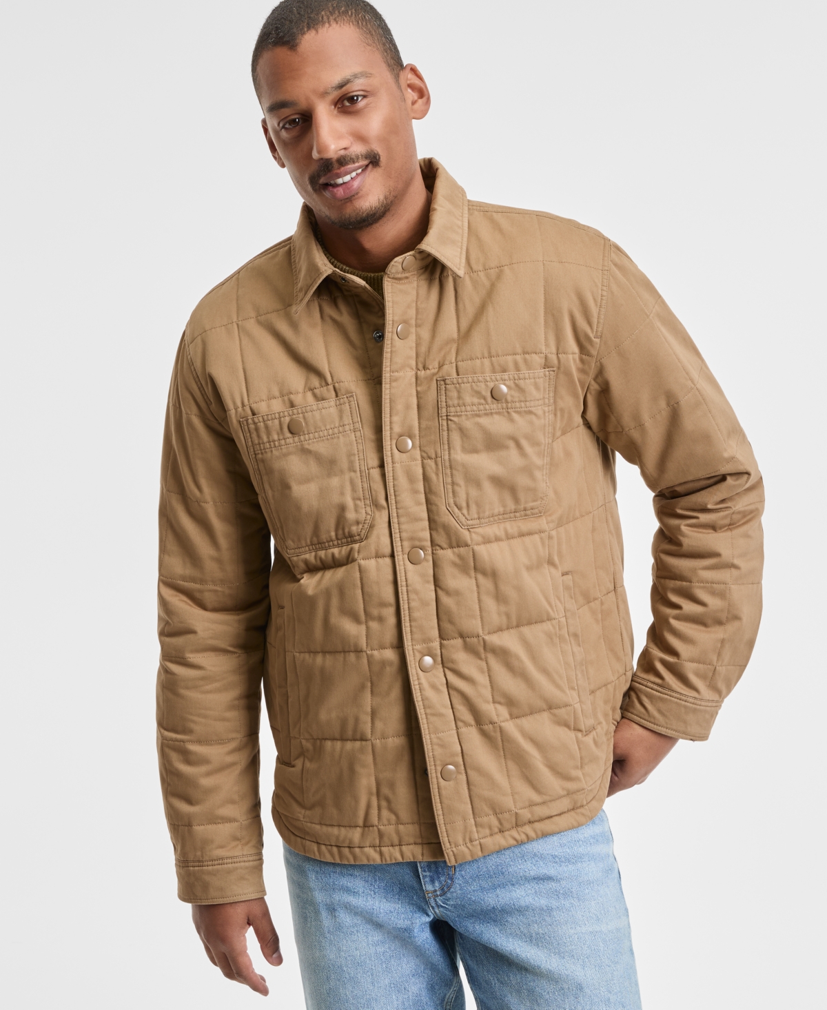 Click here for Sun + Stone Mens Mahomes Snap-Front Quilted Shirt... prices