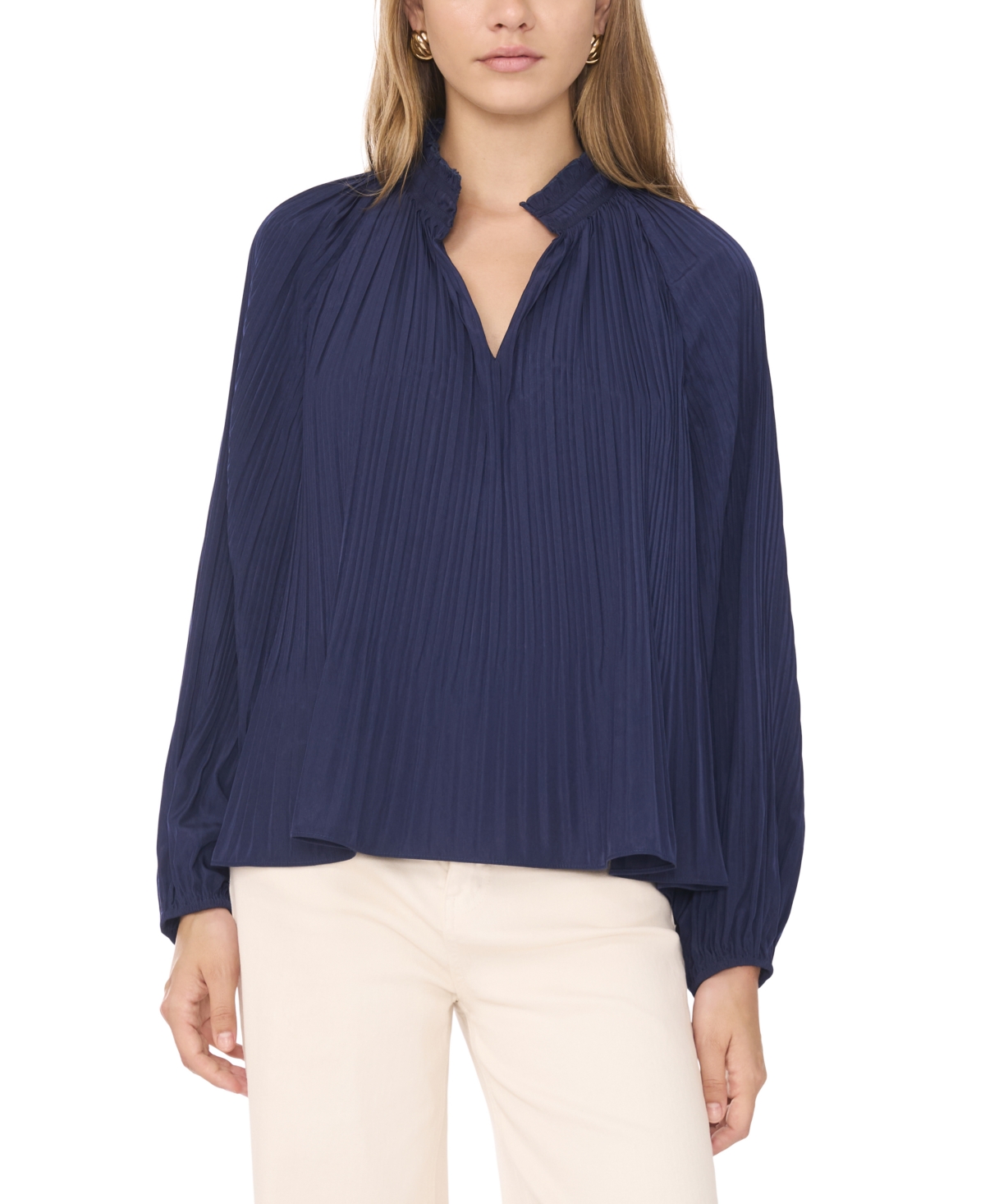 Click here for 1.state Womens Long Sleeve Pleat Blouse - Midnight... prices