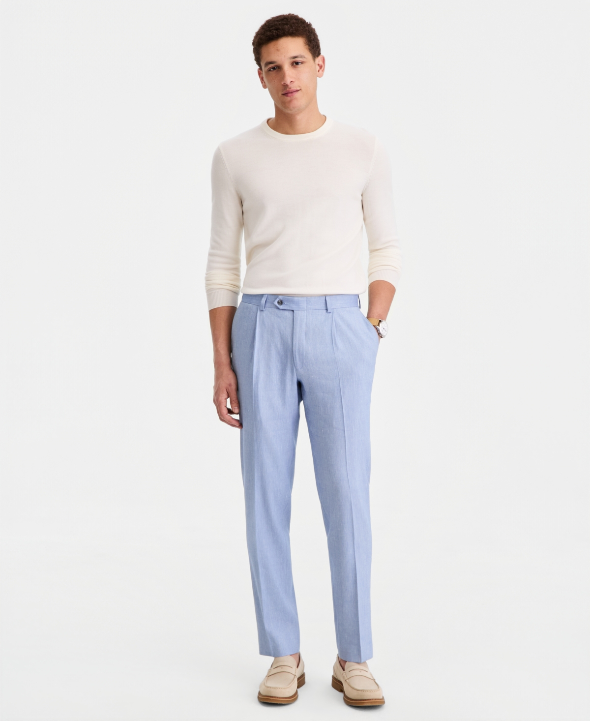 Click here for Michael Kors Mens Light Denim Twill Classic-Fit Pa... prices