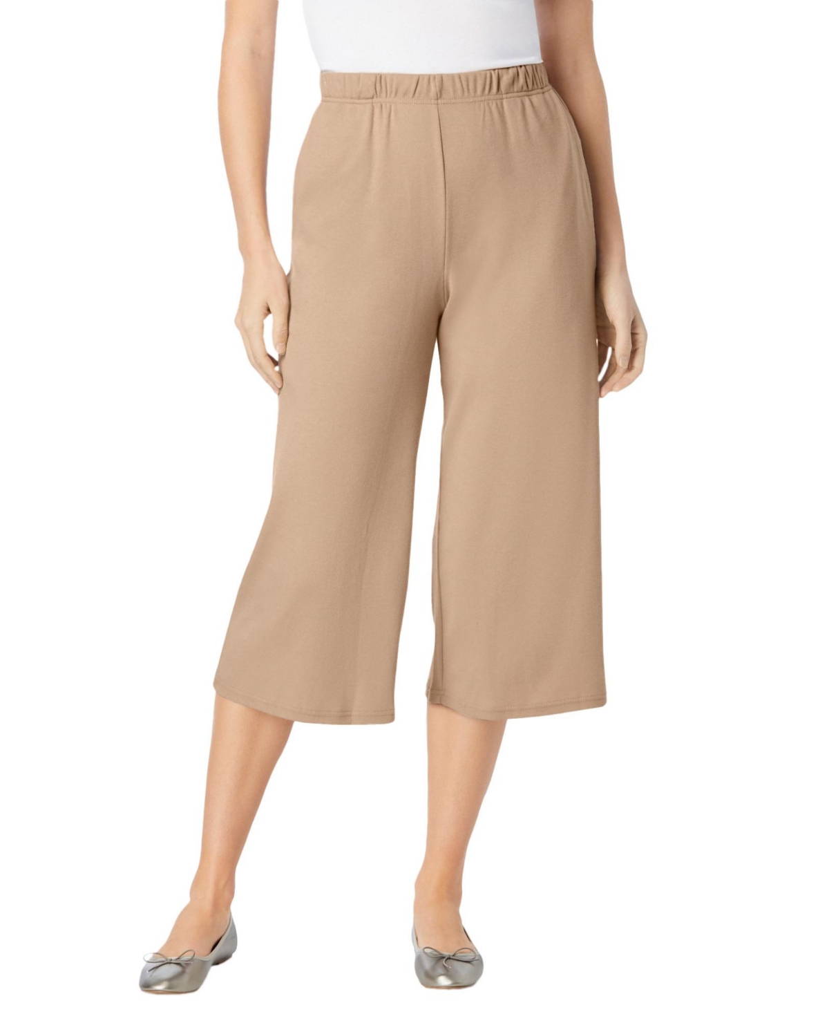 Click here for Woman Within Plus Size 7-Day Knit Culotte - New kh... prices