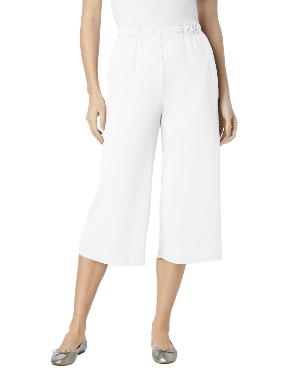 Click here for Woman Within Plus Size 7-Day Knit Culotte - White prices