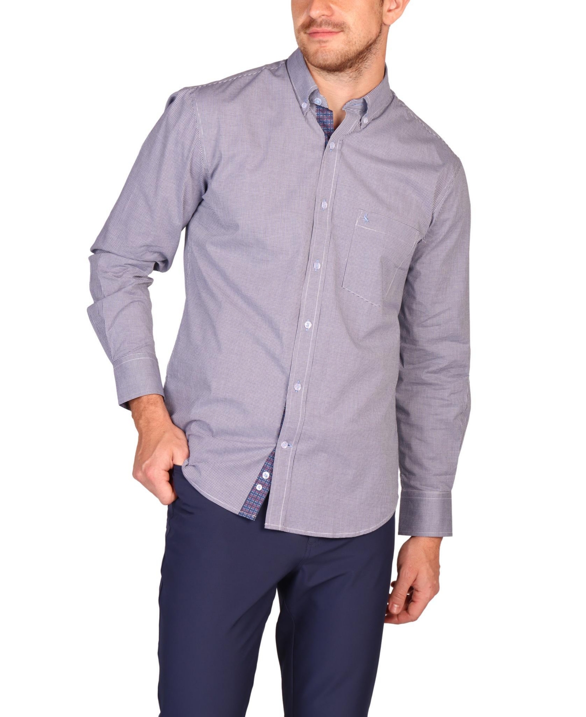 Click here for Tailorbyrd Signature Micro Gingham Long Sleeve Shi... prices