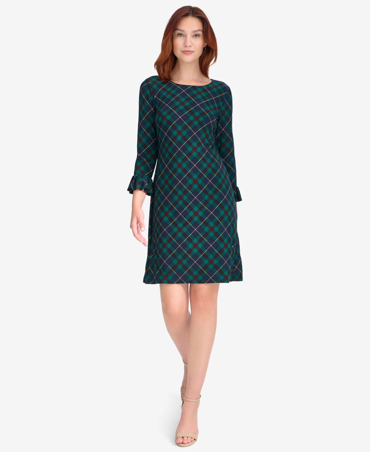Click here for Tommy Hilfiger Womens Plaid Shift Crewneck Dress -... prices