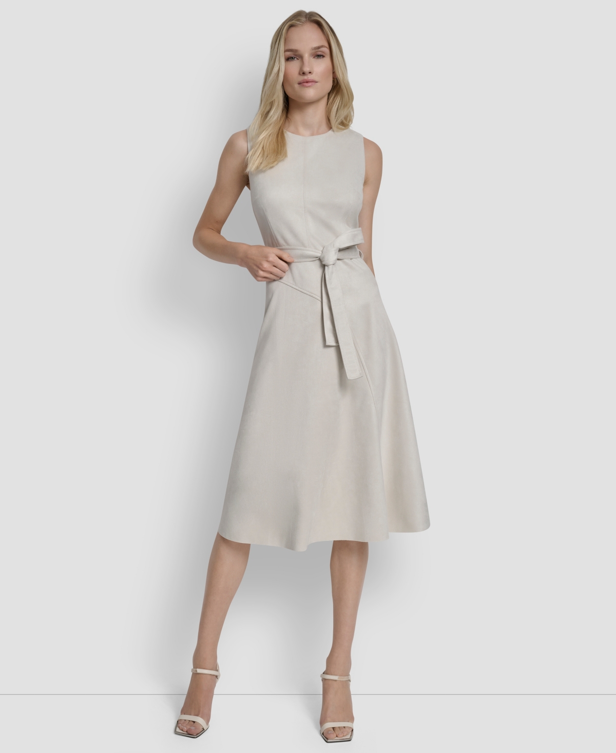 Click here for Dkny Womens Sleeveless Crew Neck Fit & Flare Dress... prices