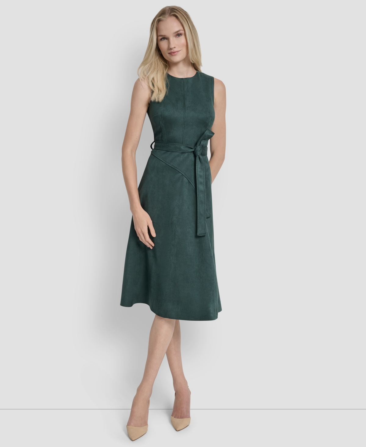 Click here for Dkny Womens Sleeveless Crew Neck Fit & Flare Dress... prices