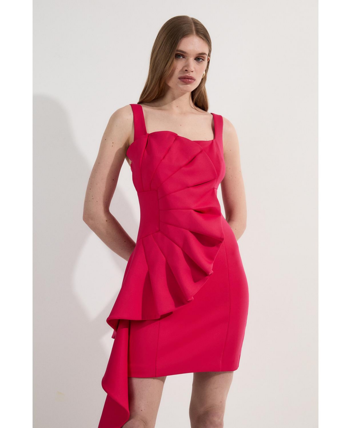 Click here for Karen Millen Womens Scuba Drama Ruffle Woven Mini... prices