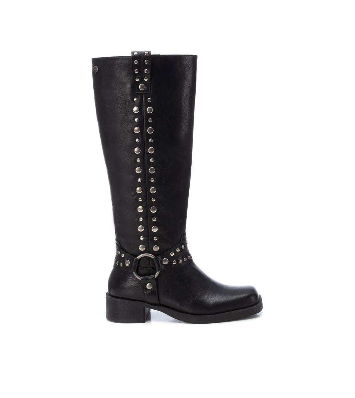 Click here for Xti Womens Tall Riveted Boots By Xti - Black prices