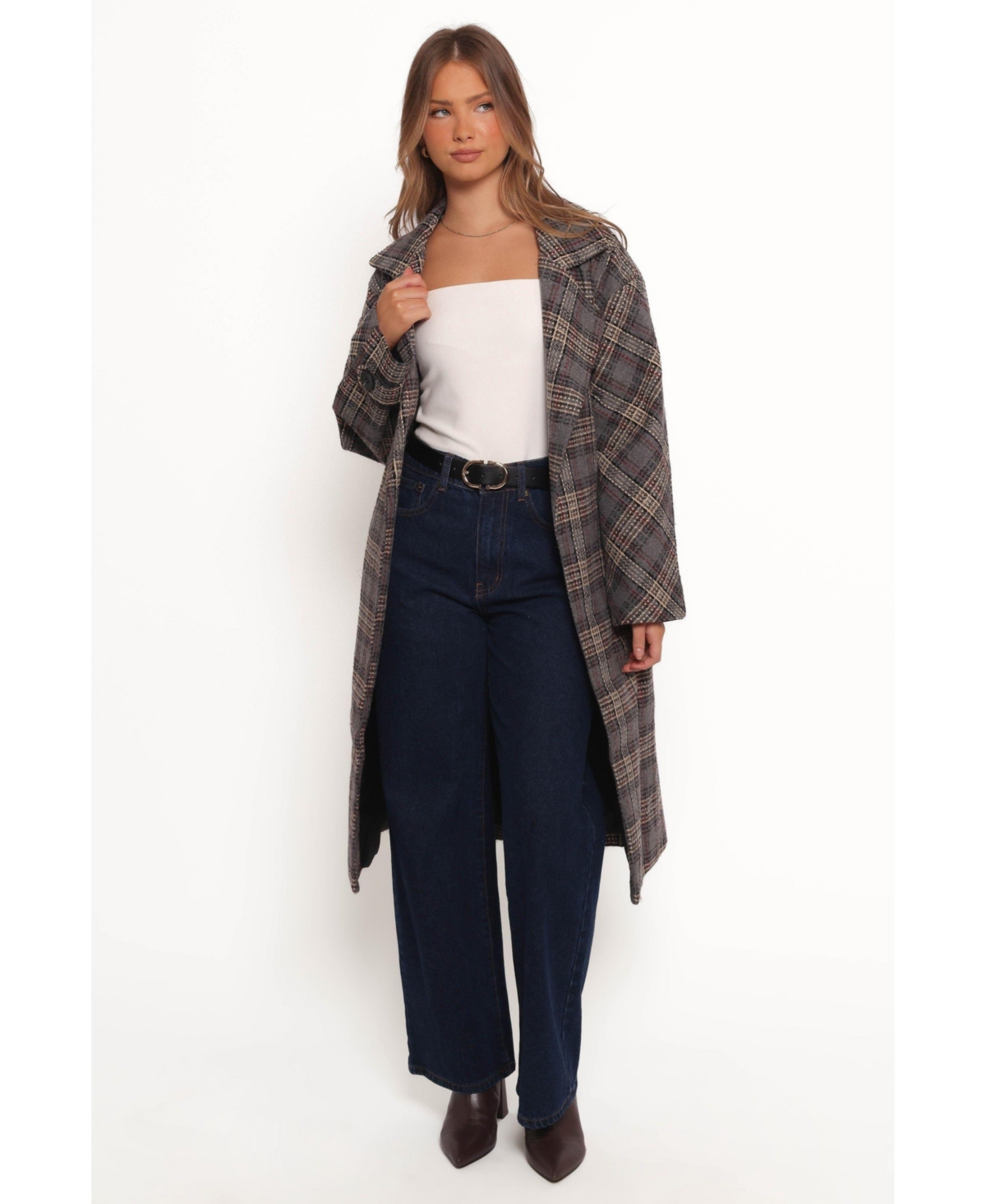 Click here for Petal and Pup Womens Torie Waist Tie Long Coat - G... prices