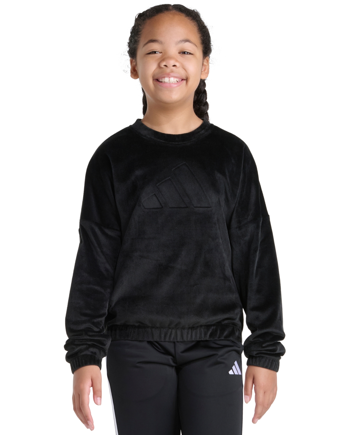Click here for Adidas Big Girl S-xl Long Sleeve Velour Crewneck P... prices