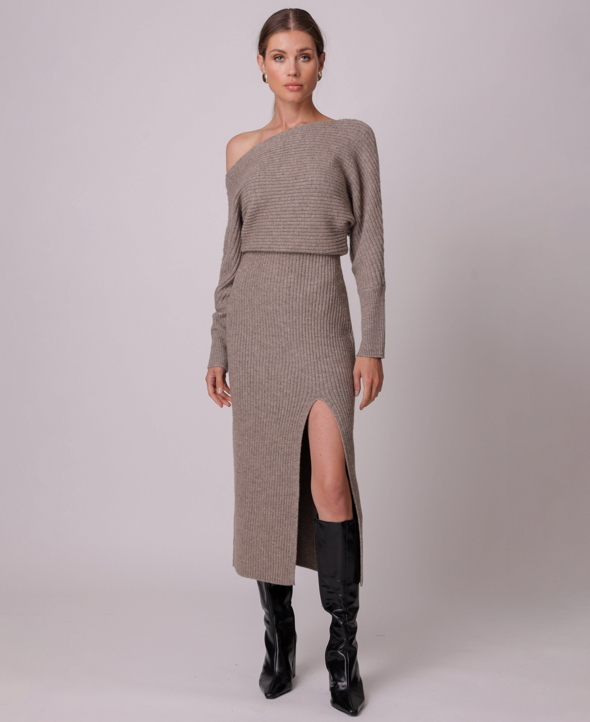 Click here for Line & Dot Womens Pull-On Alta Sweater Dress - Bro... prices
