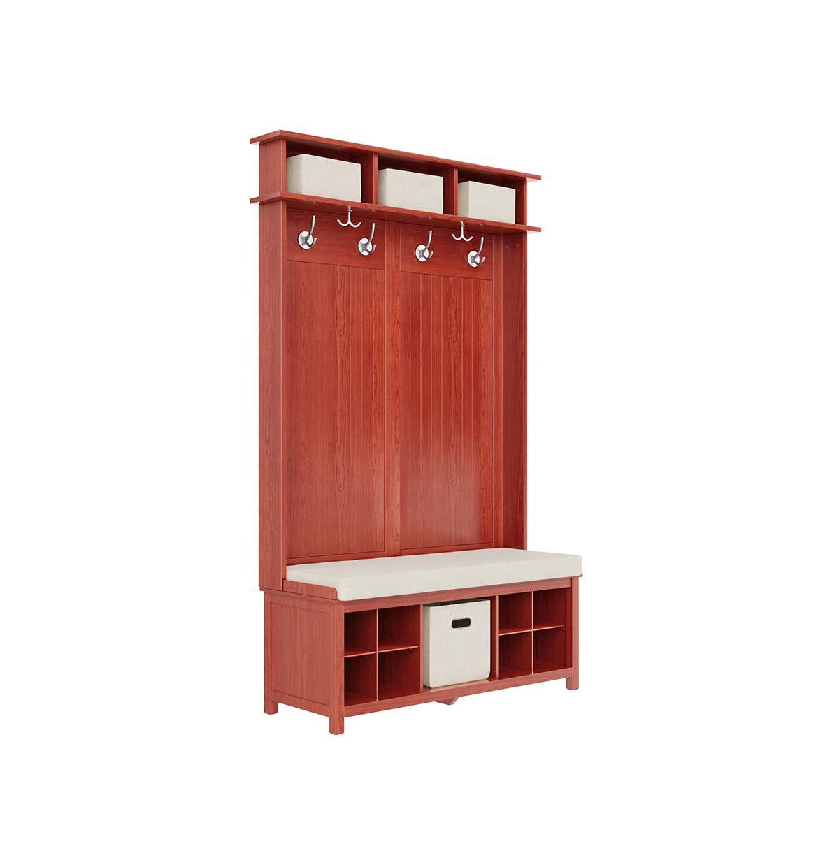 Click here for Solid Wood White Hall Tree 8 Pair Shoe Storage Ben... prices