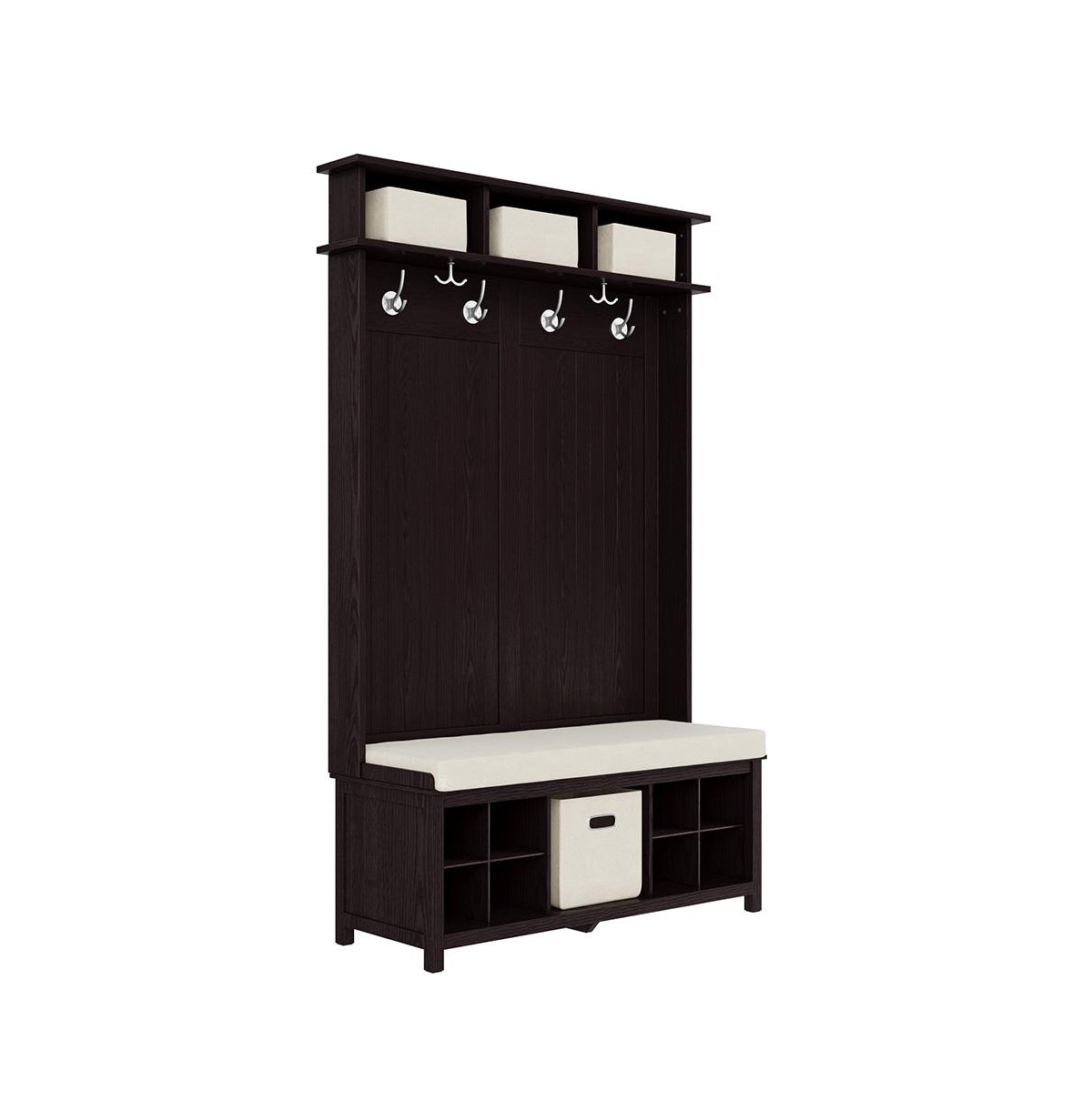 Click here for Solid Wood White Hall Tree 8 Pair Shoe Storage Ben... prices