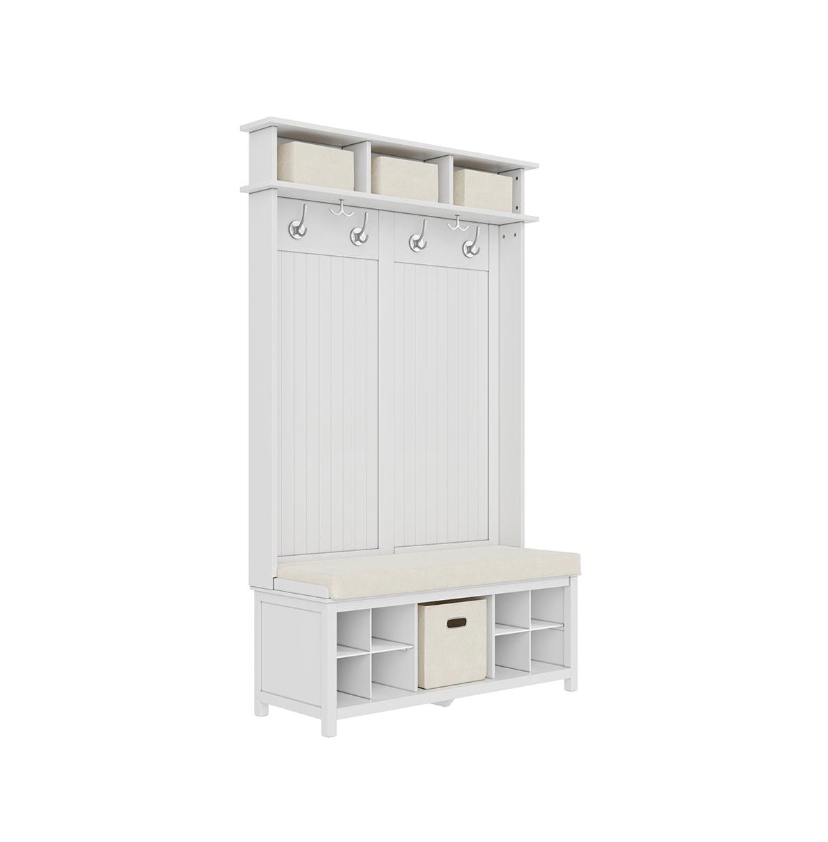 Click here for Solid Wood White Hall Tree 8 Pair Shoe Storage Ben... prices