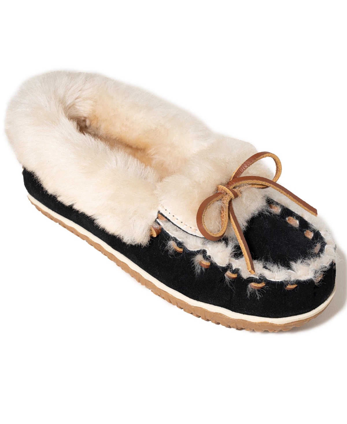Click here for Minnetonka Womens Ultimate Sheepskin Slipper - Bla... prices