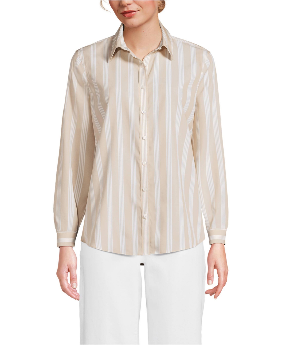 Click here for Lands End Womens No Iron Button Front Shirt - Cham... prices