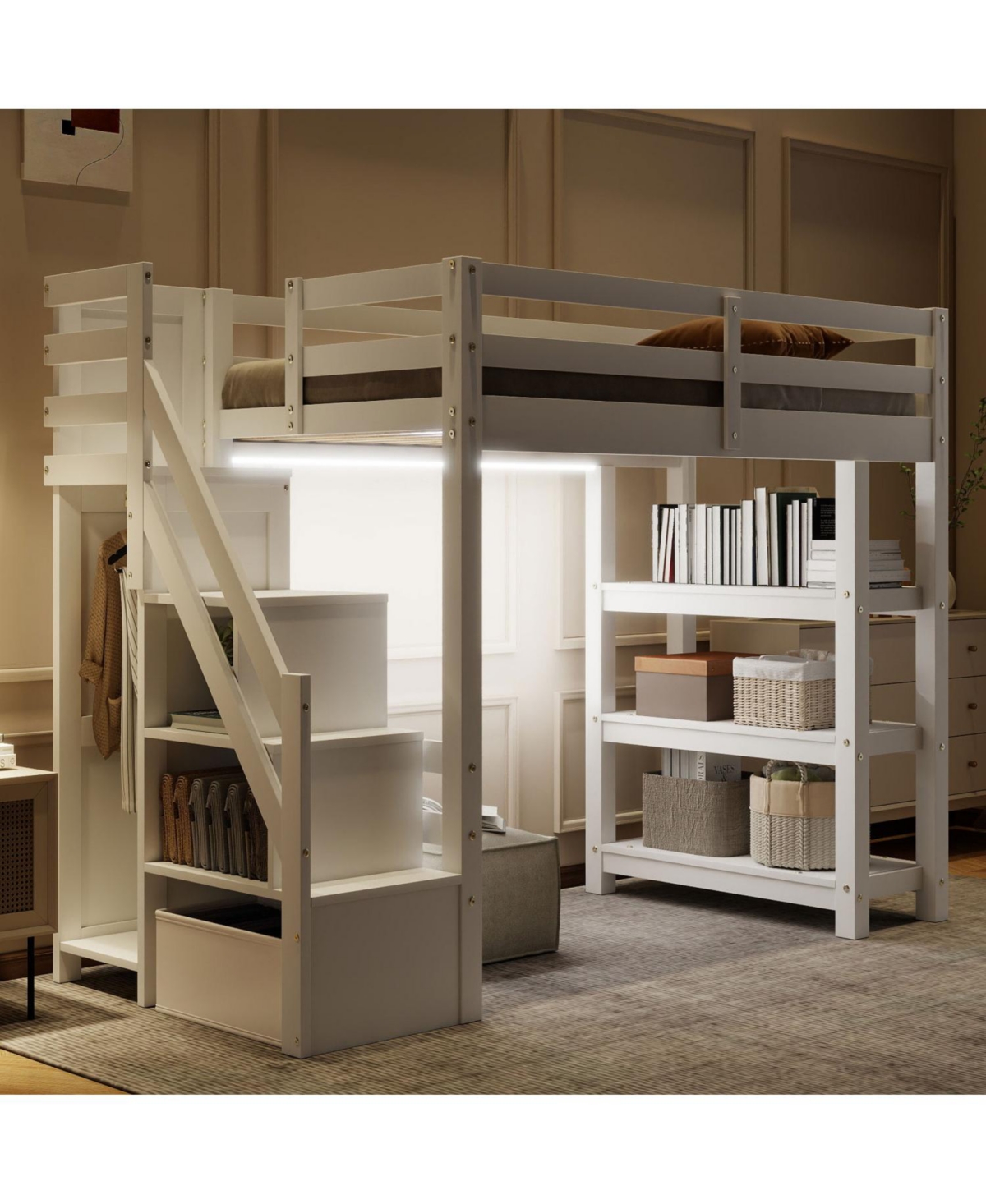 Click here for Streamdale Furniture Loft Bed with Shelves Stairca... prices