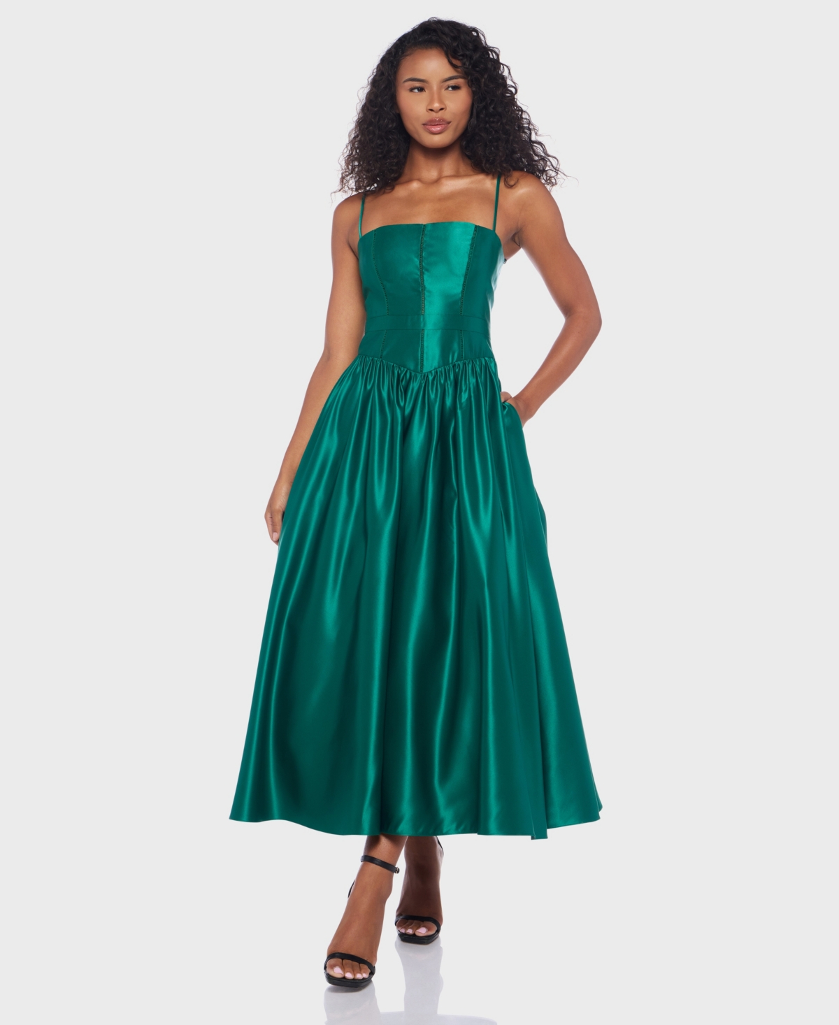 Click here for Alex & Sophia Juniors Satin Corset Fit & Flare Dre... prices