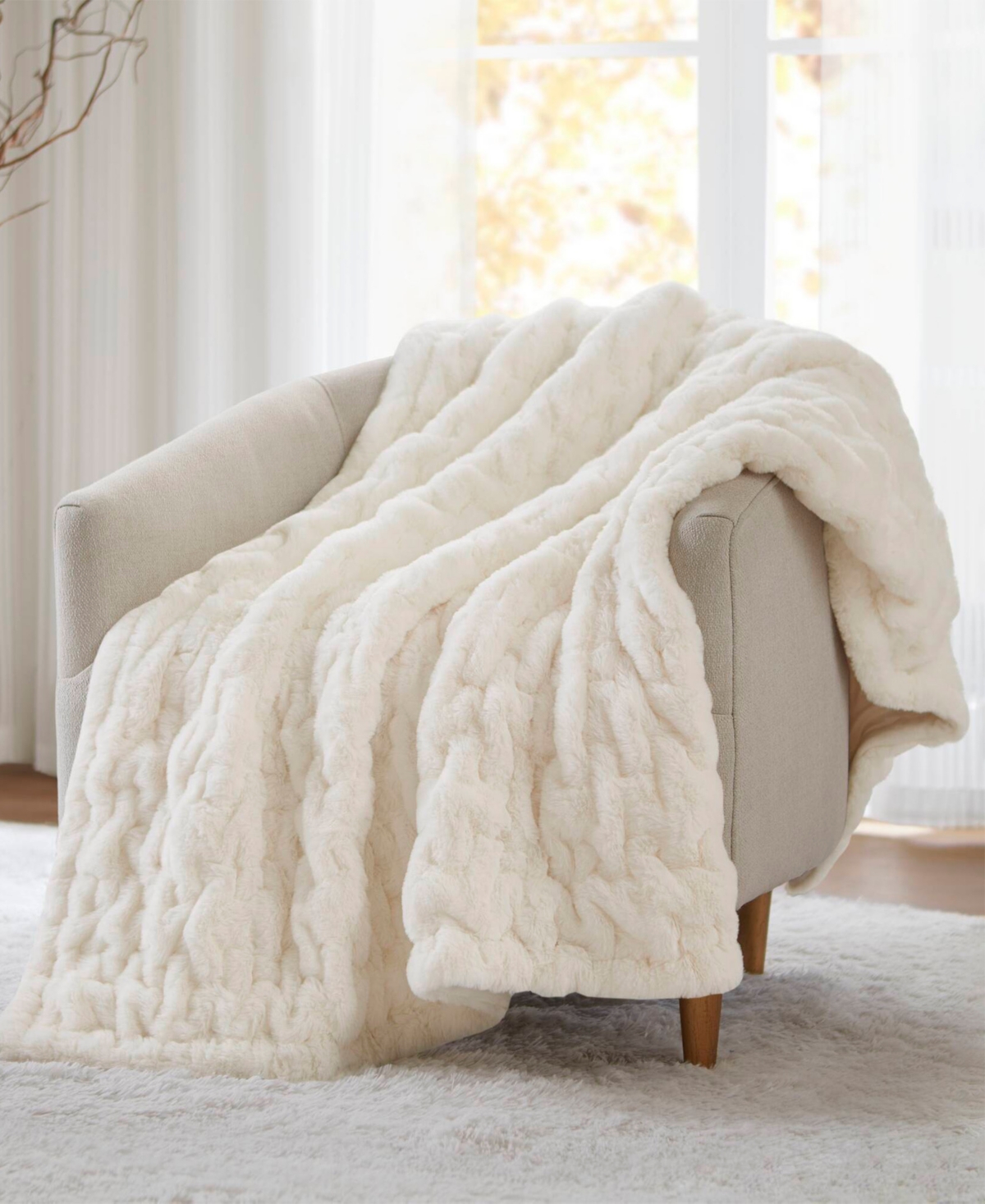 Click here for Madison Park Ruched Reversible Faux-Fur Throw  50... prices