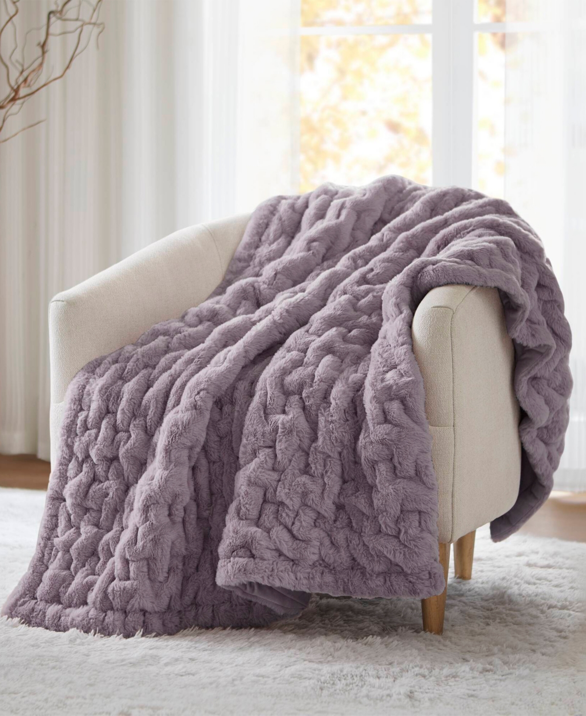Click here for Madison Park Ruched Reversible Faux-Fur Throw  50... prices