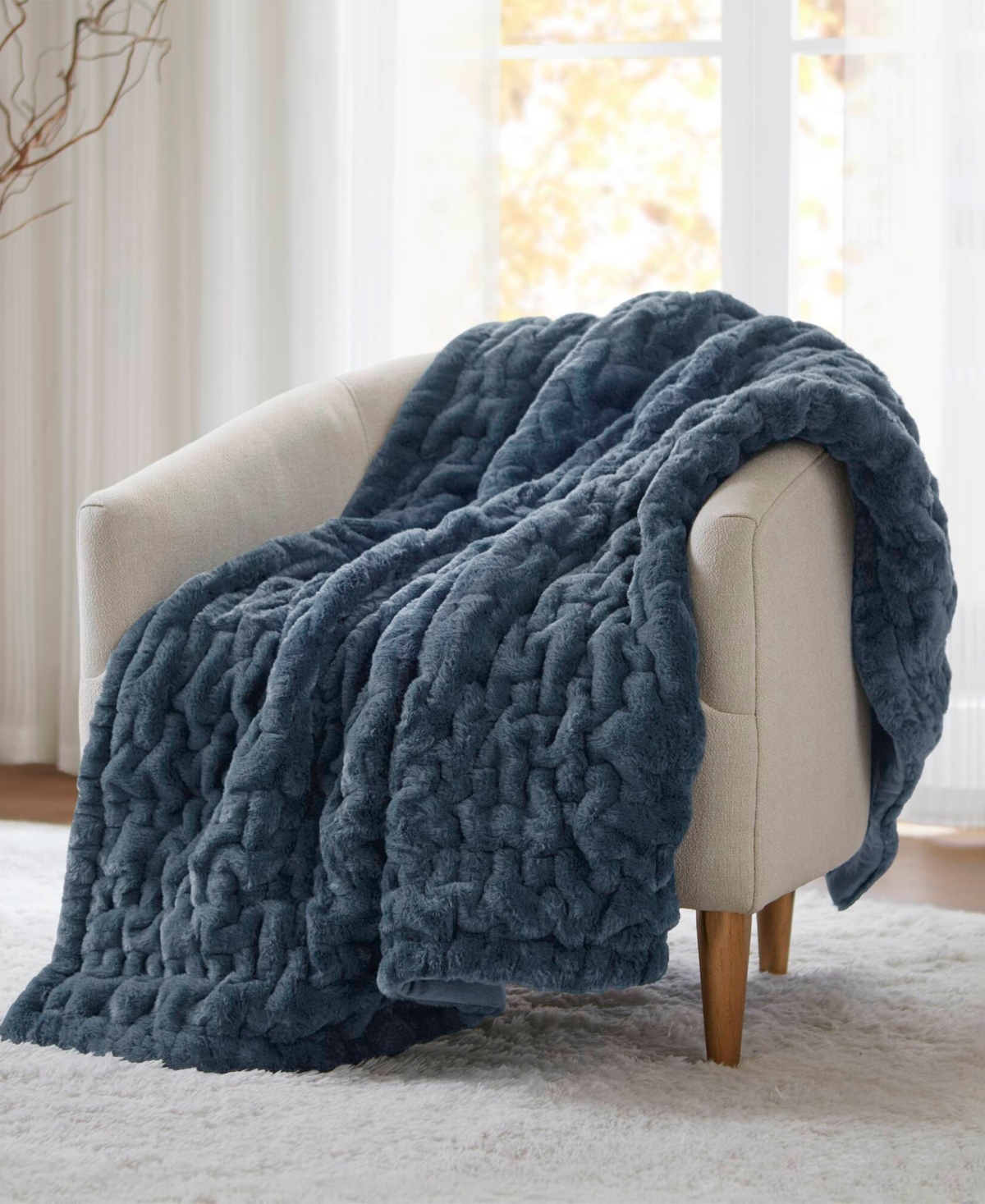 Click here for Madison Park Ruched Reversible Faux-Fur Throw  50... prices