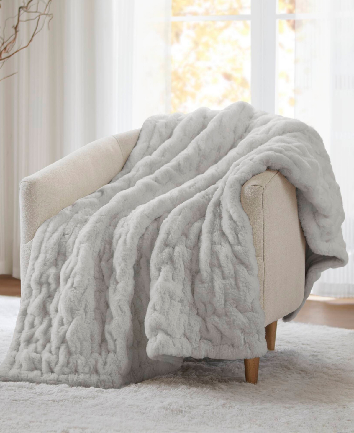 Click here for Madison Park Ruched Reversible Faux-Fur Throw  50... prices