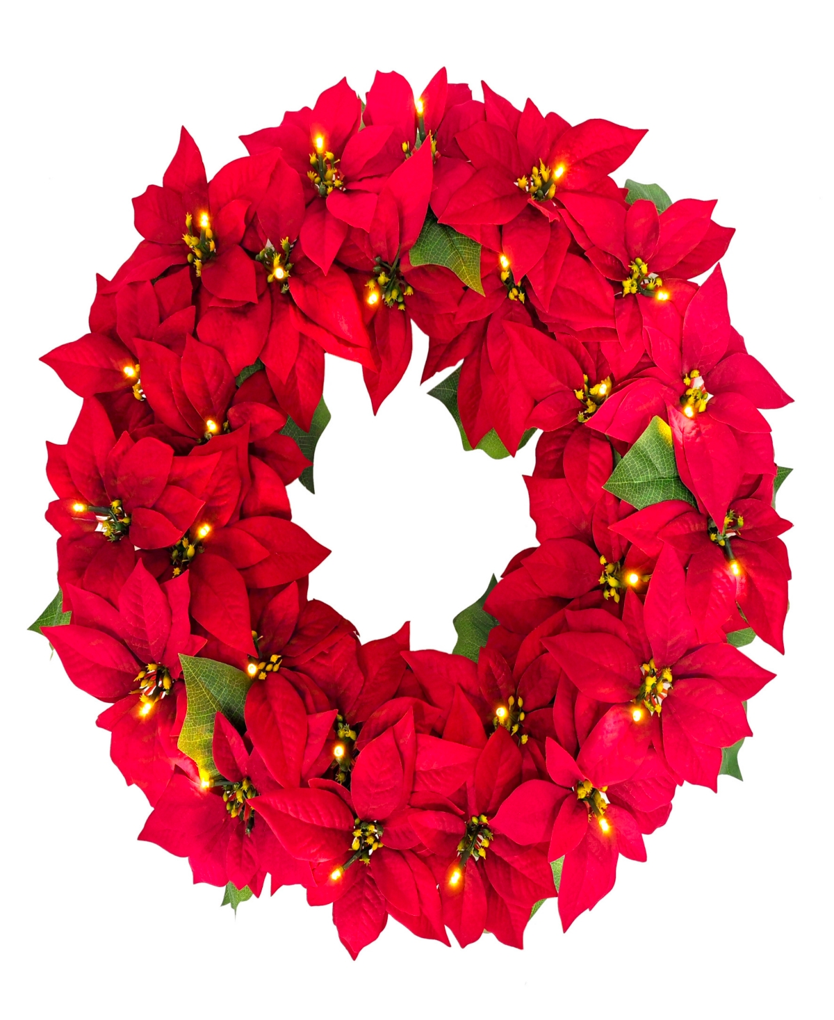 Click here for Puleo 24 Pre-Lit Artificial Red Poinsettia Wreath... prices