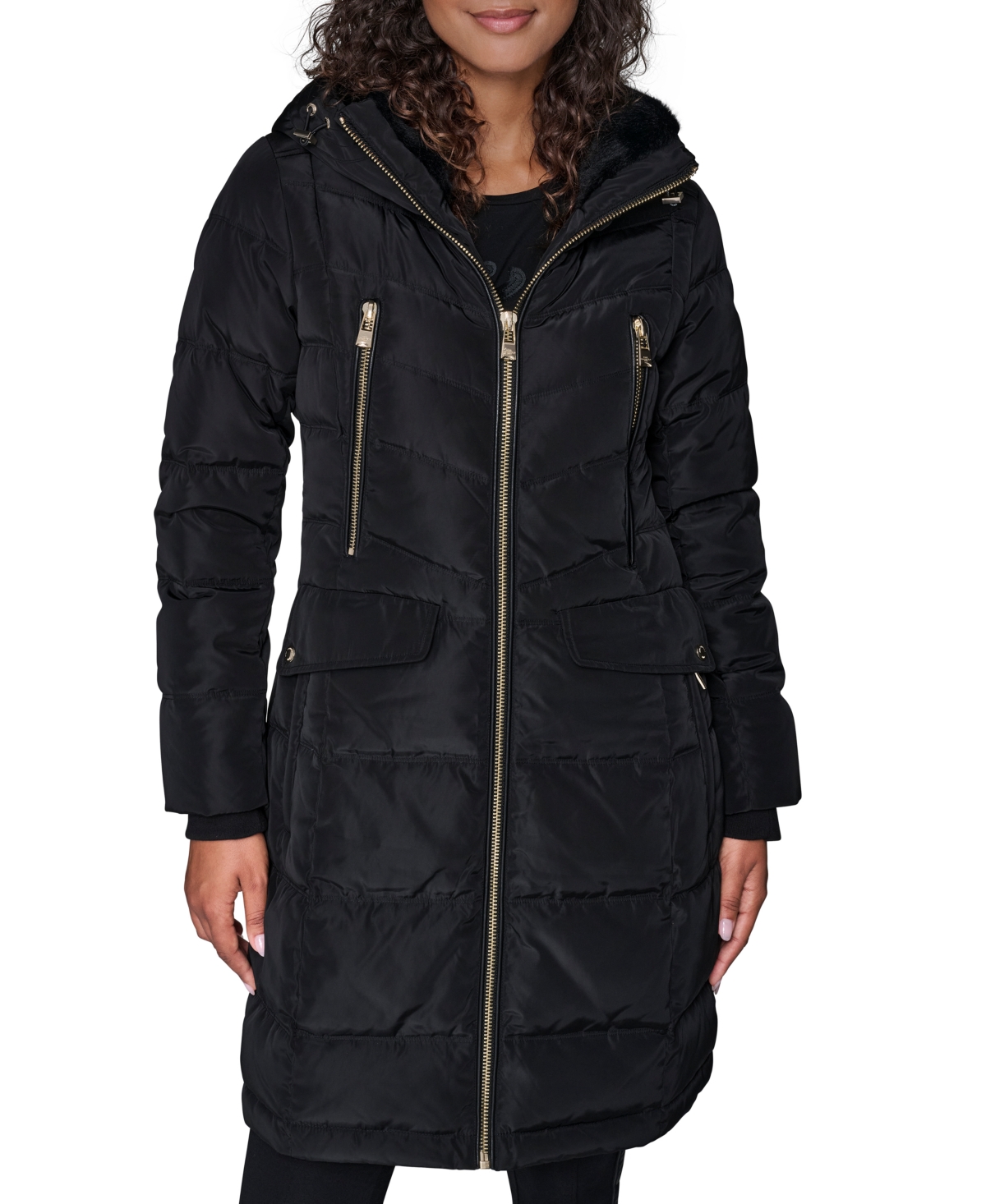 Click here for Karl Lagerfeld Paris Womens Hooded Luxe Twill Deta... prices