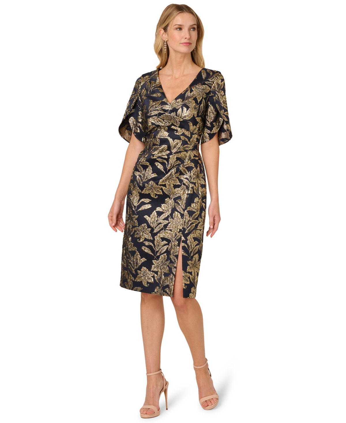 Click here for Adrianna Papell Womens Stretch Jacquard V-Neck Sho... prices
