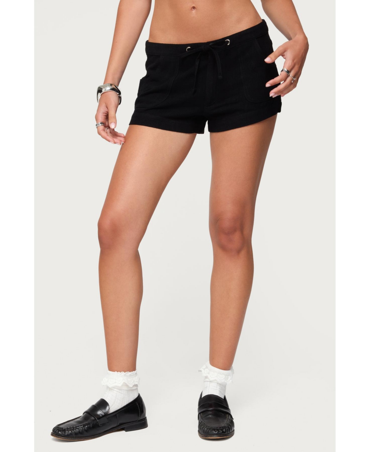 Click here for Edikted Womens Hollis Linen Look Shorts - Black prices