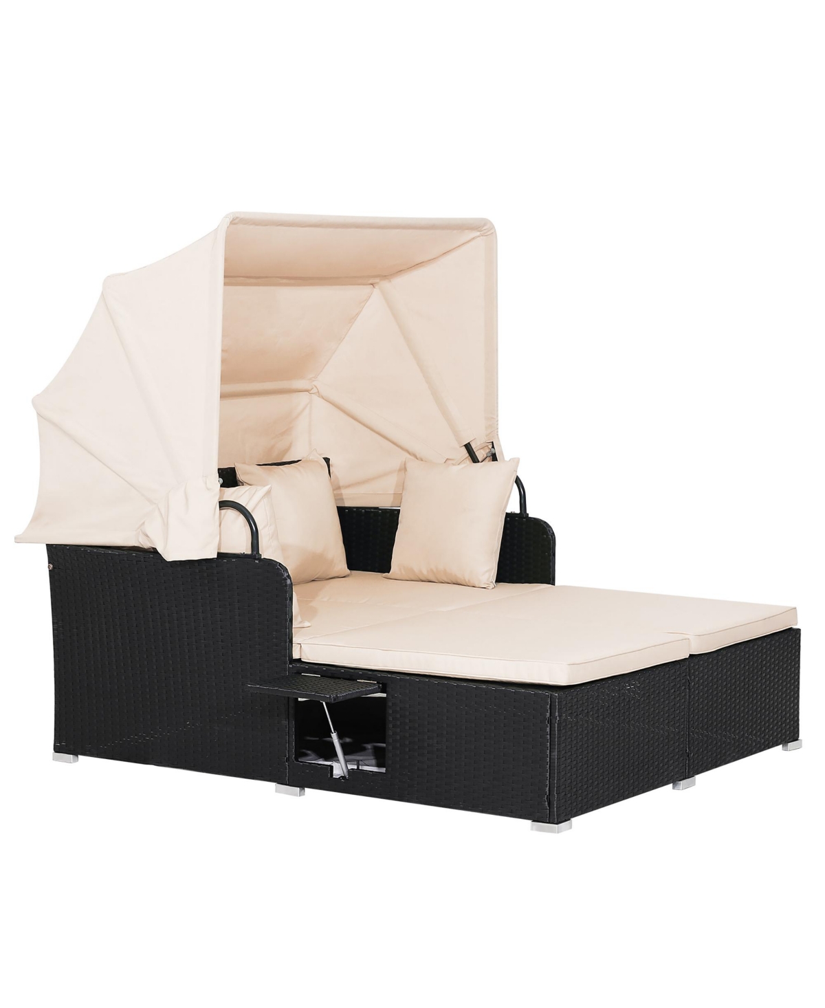 Click here for Gymax Patio Rattan Daybed Lounge Retractable Top C... prices