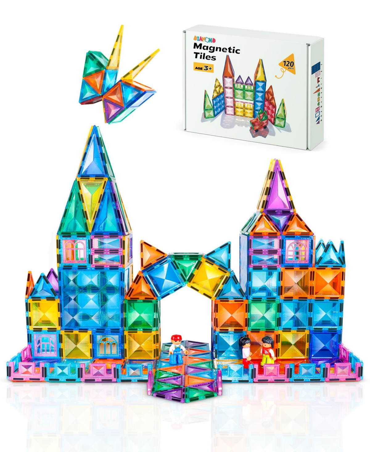 Click here for 120 Piece Building Magnetic Tiles Clear Diamond Su... prices