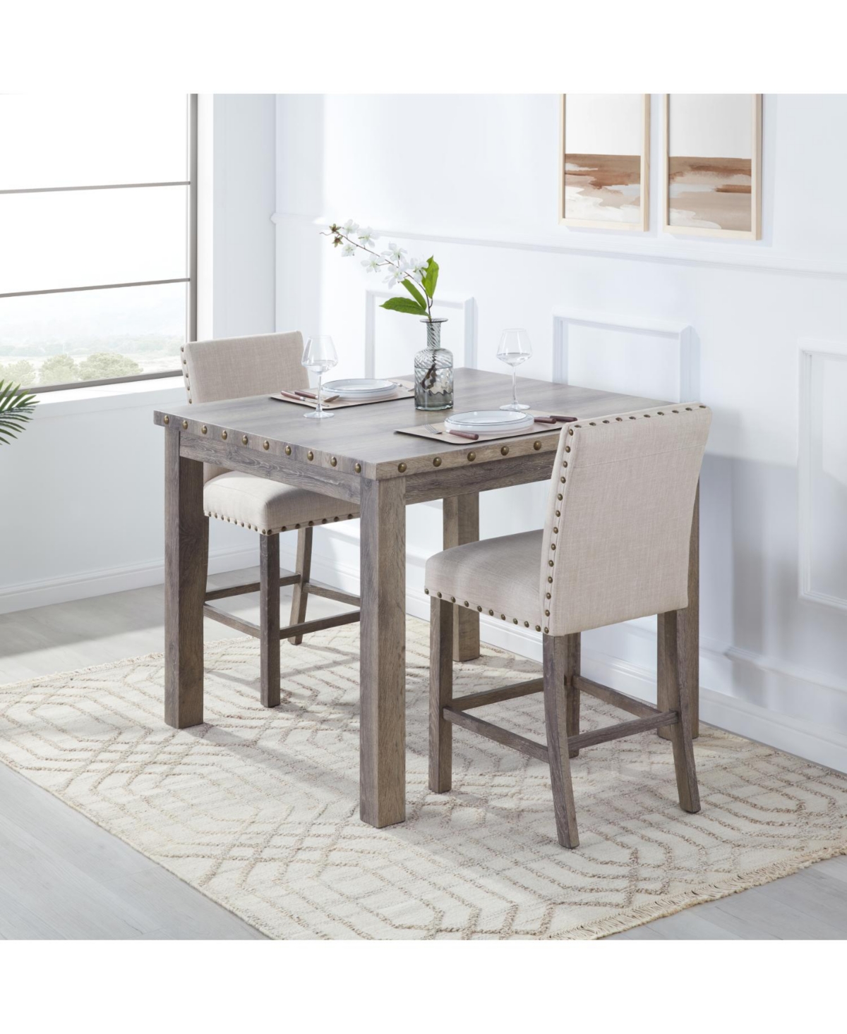 Click here for Morden Fort 3-Piece Farmhouse Rustic Counter Heigh... prices