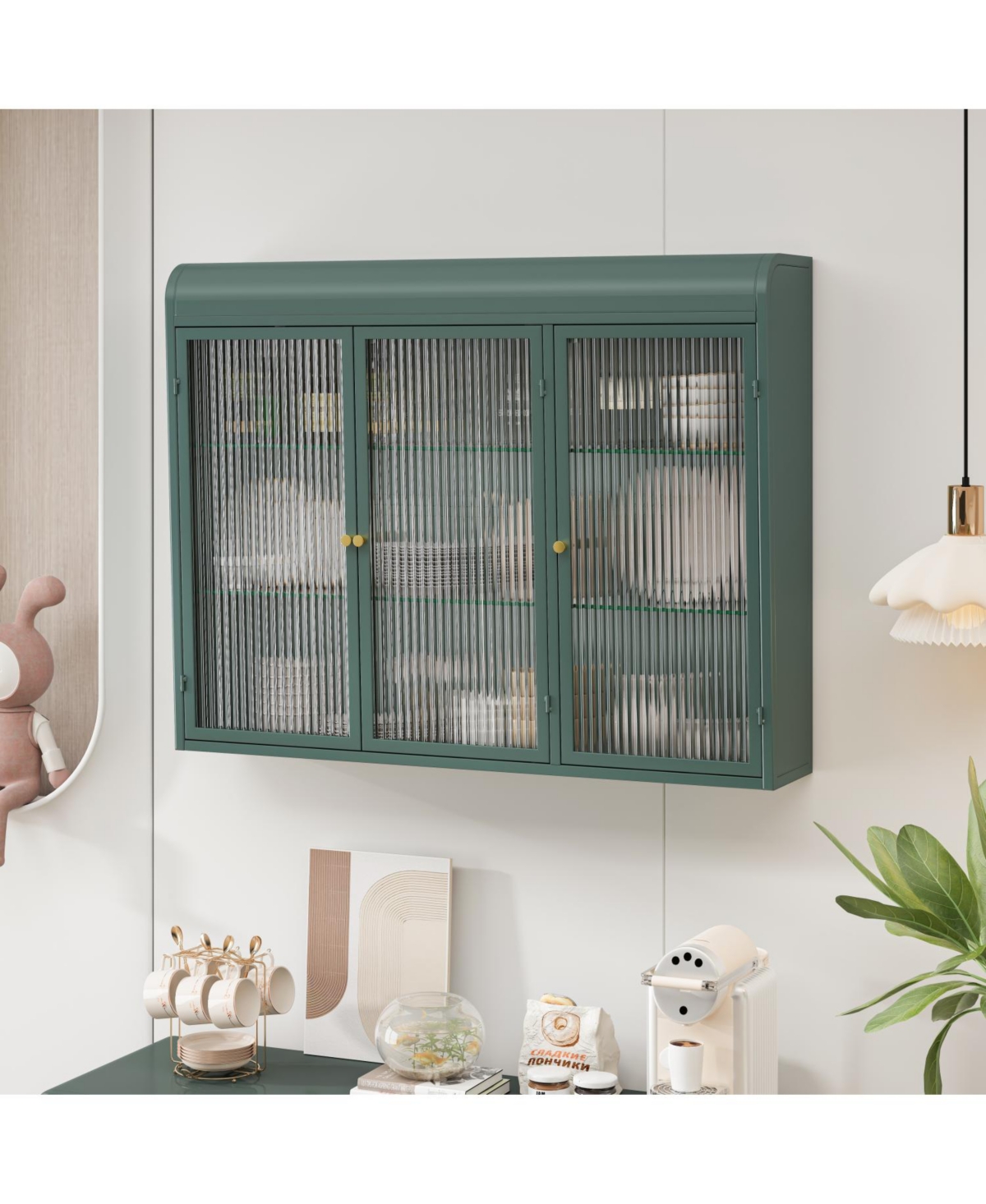 Click here for Streamdale 3-Door Arched Glass Cabinets (Dark Gree... prices