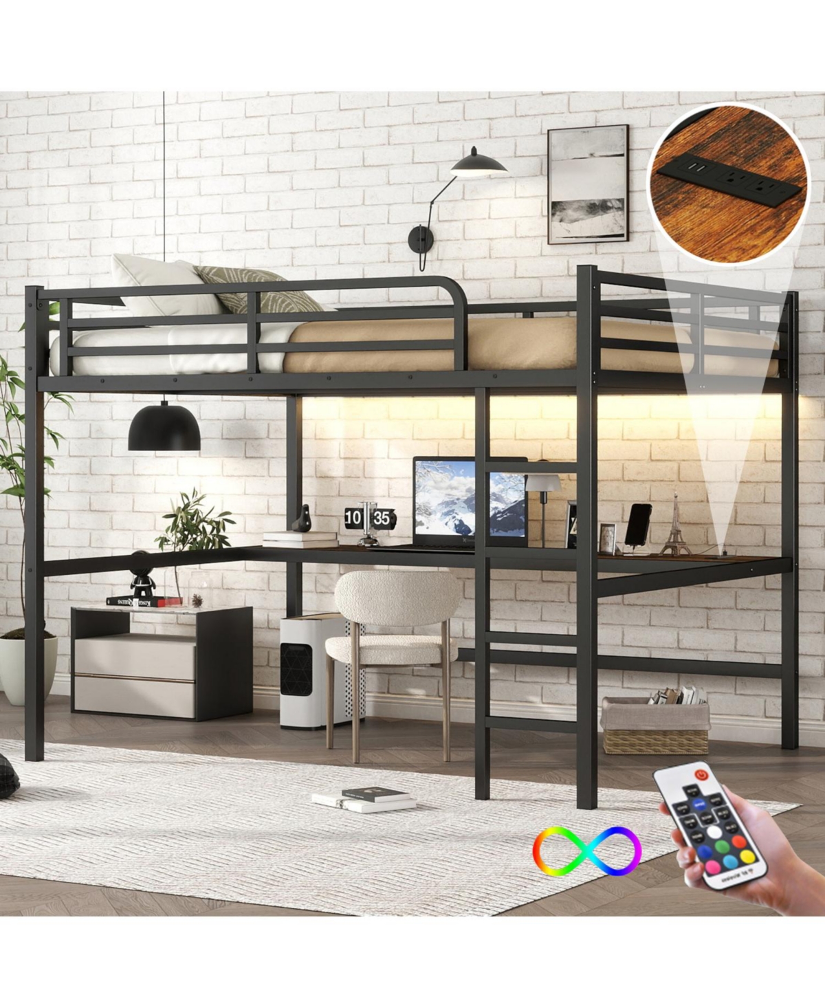 Click here for Streamdale Furniture Queen Loft Bed with Outlet &... prices