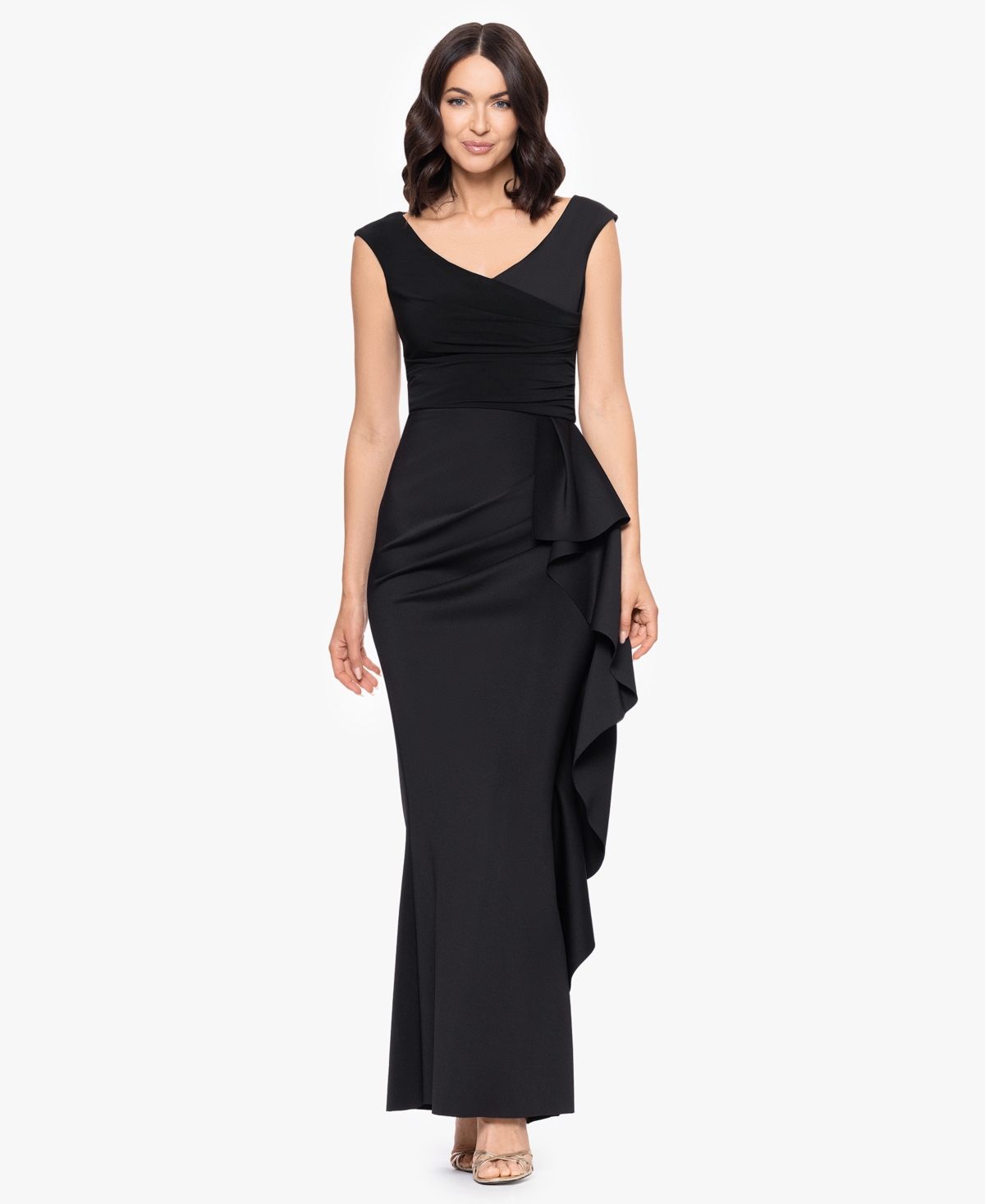 Click here for Betsy & Adam Petite Sleeveless Ruffle Detail Dress... prices