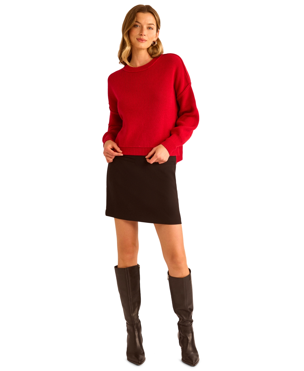 Click here for 1.state Womens Long Sleeve Drop Shoulder Sweater -... prices