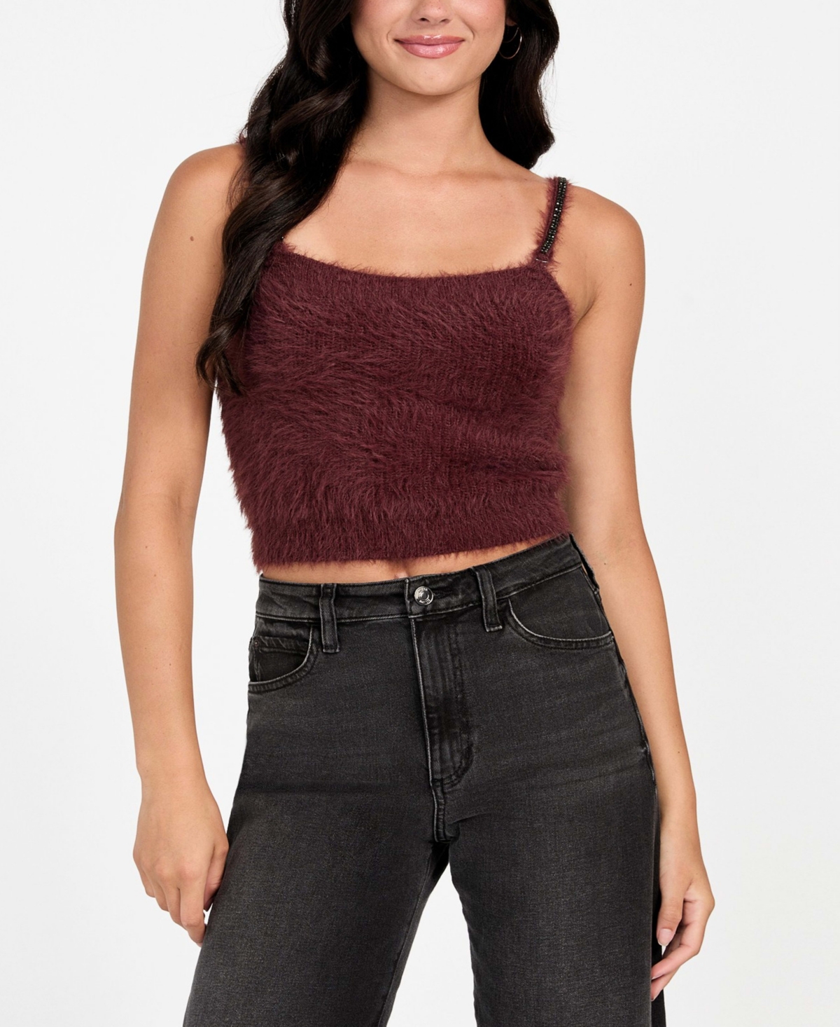 Click here for Guess Womens Cropped Bralette Sleeveless Sweater -... prices