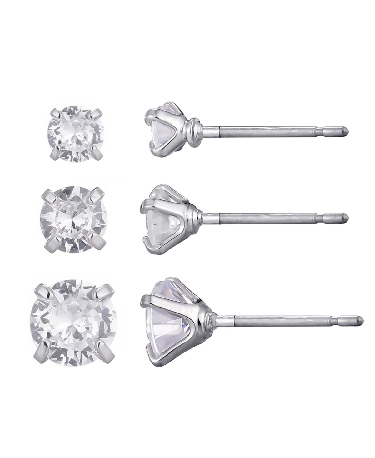 Click here for Adornia Silver Cubic Zirconia Three-Solitaire Stud... prices