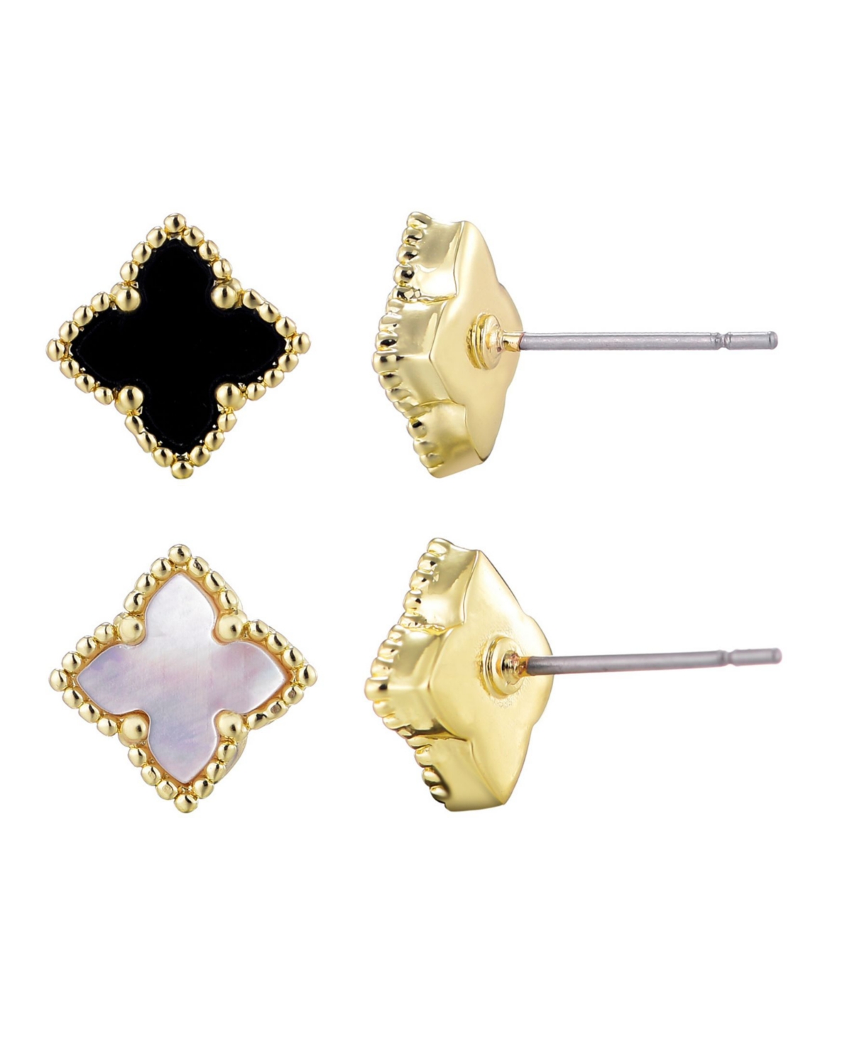 Click here for Adornia Gold Plated Clover Stud Earring Set - Gold prices