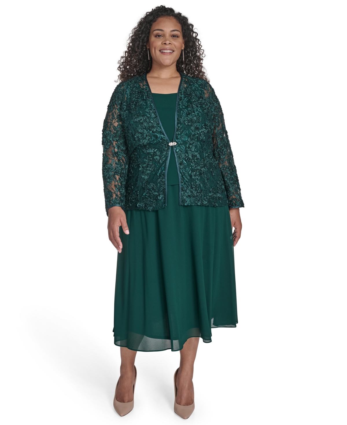 Click here for Jessica Howard Plus Size 2-Pc. Lace Jacket & Dress... prices