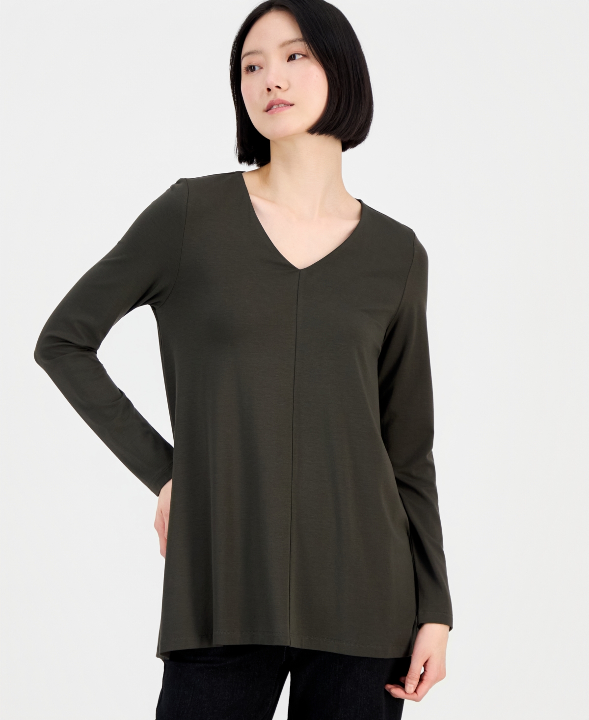 Click here for Eileen Fisher Womens V-Neck Tunic Top - Woodland prices