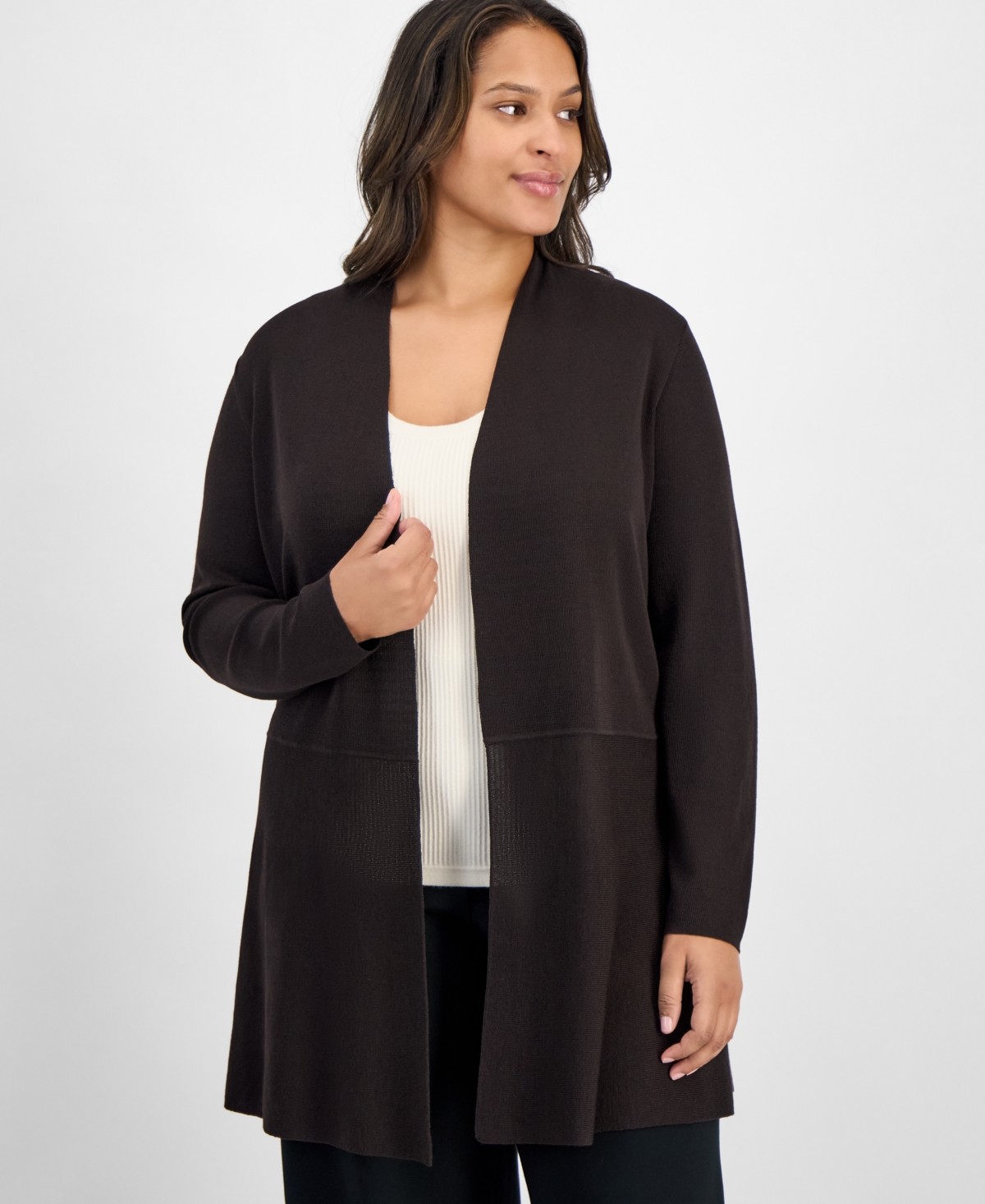 Click here for Anne Klein Plus Size Monteray Open-Front Cardigan... prices