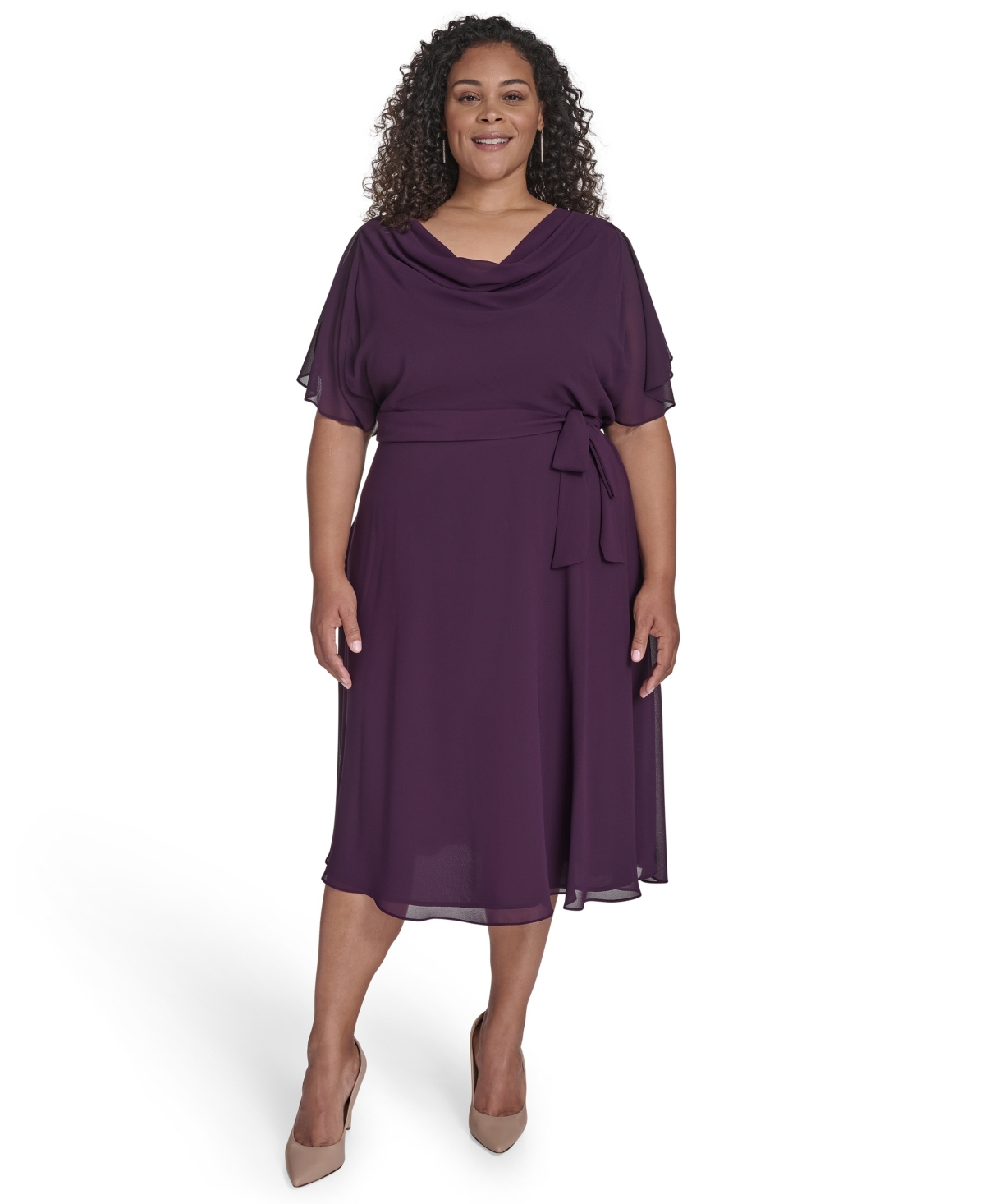 Click here for Jessica Howard Plus Size Cowl Neck Belted Midi Dre... prices